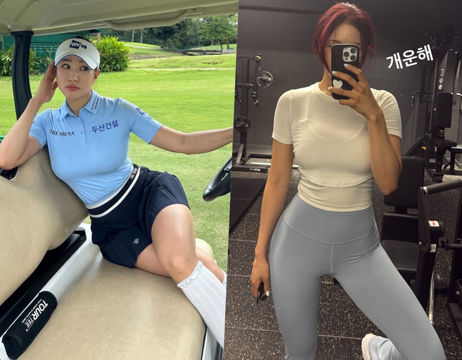 '미녀골퍼' 유현주, 운동 끝난 후 대문자 'S라인'…"개운해"-pickcon