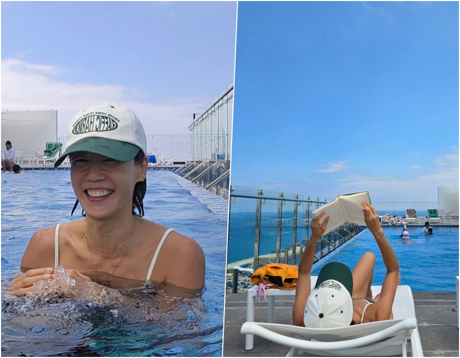 '김호진♥' 김지호, 50대 맞아? 탄탄한 비키니 자태 뽐내며 "철없는 어른들"-pickcon